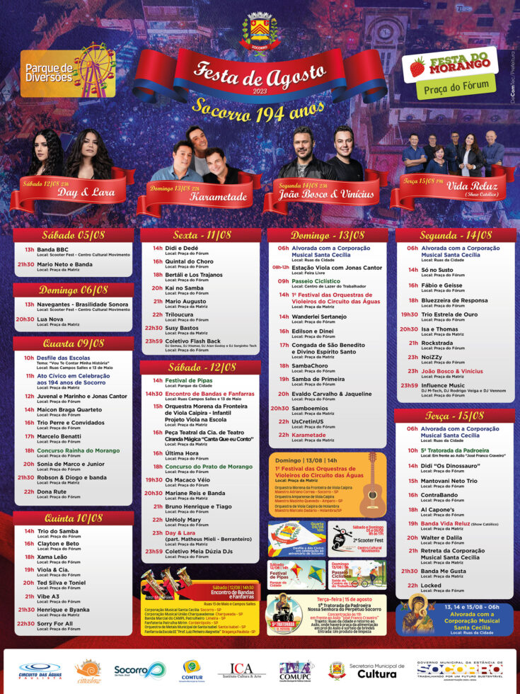 Festa de Agosto 2023 em Socorro/SP – Confira a programação completa ...